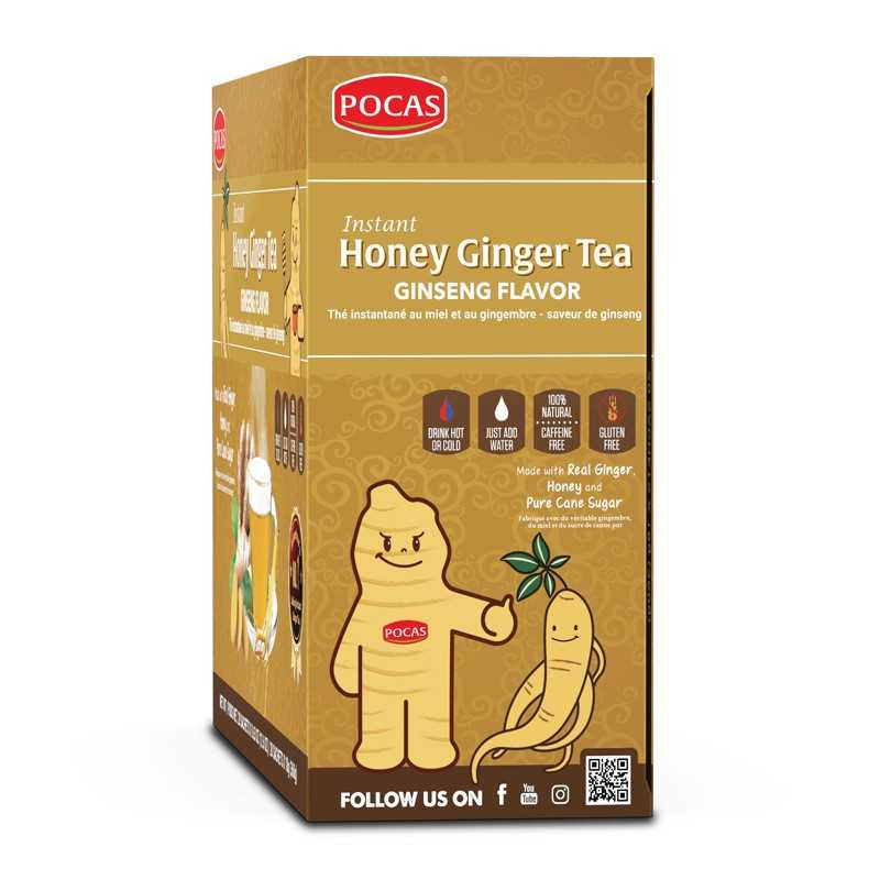Thé instantané au miel et au gingembre - saveur ginseng - POCAS